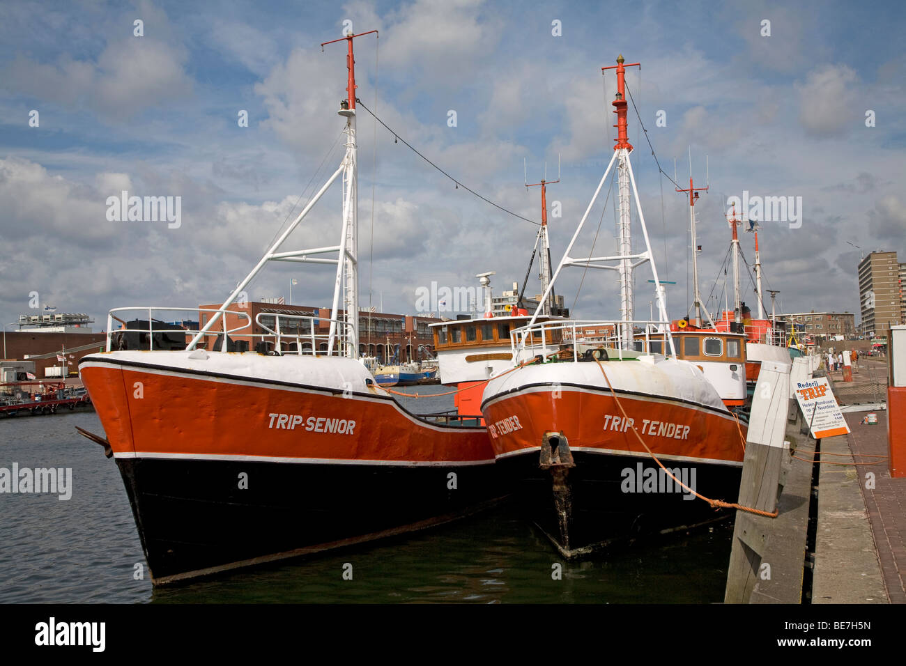 Fishing boats Scheveningen harbour Holland Stock Photo - Alamy