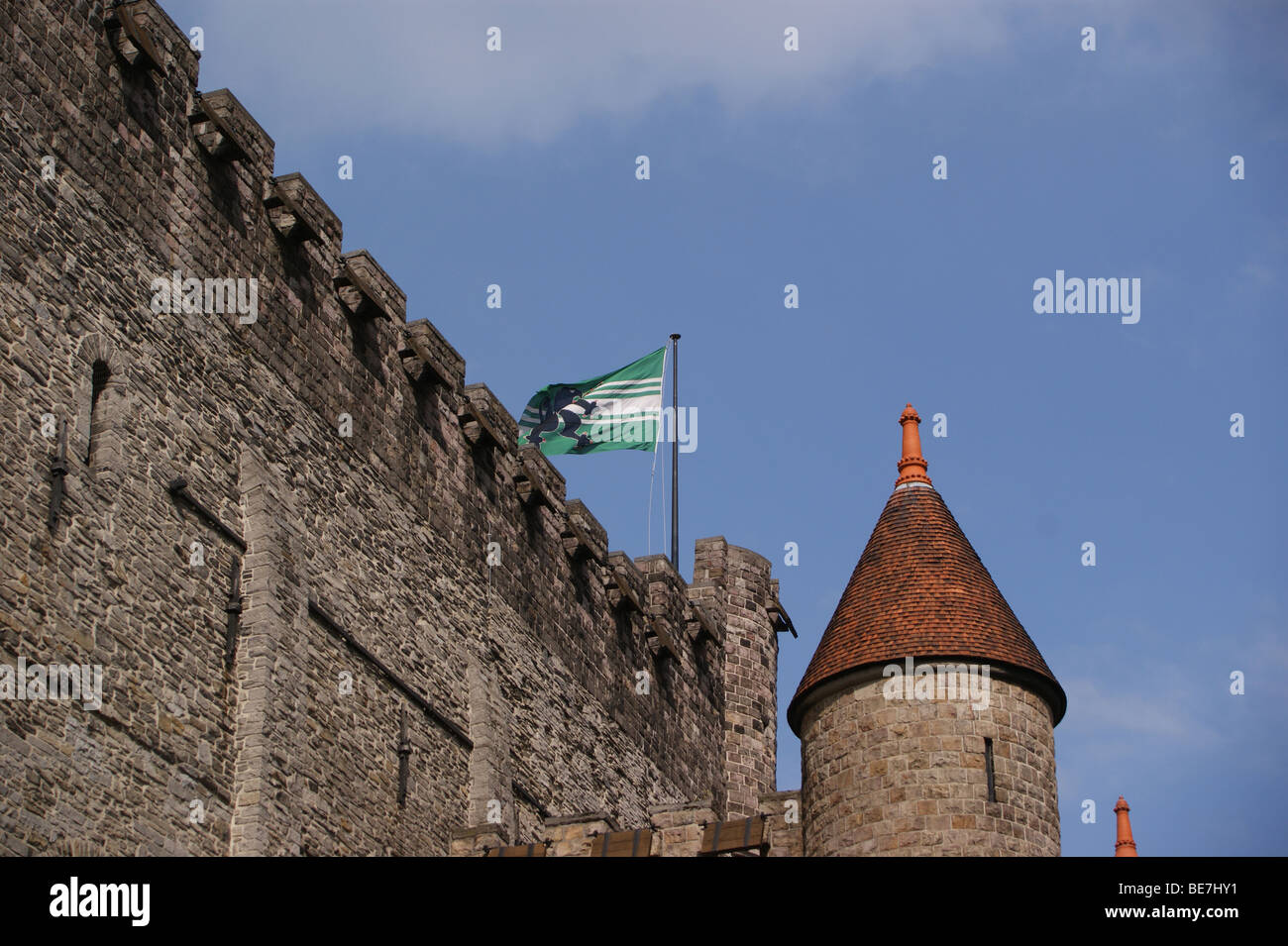Flag, Gravensteen, Gent, Belgium Stock Photo - Alamy