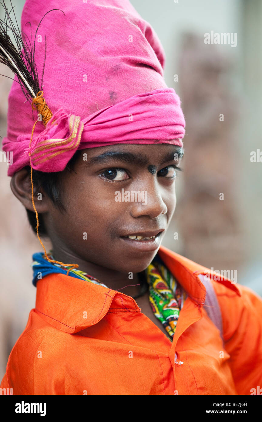 Small religious Indian beggar boy. Andhra Pradesh, India Stock Photo ...