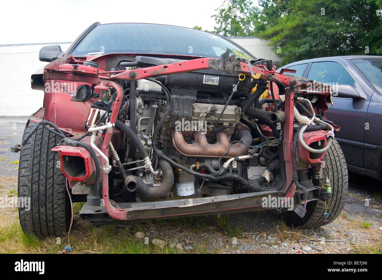 front end of a crashed car Stock Photo - Alamy