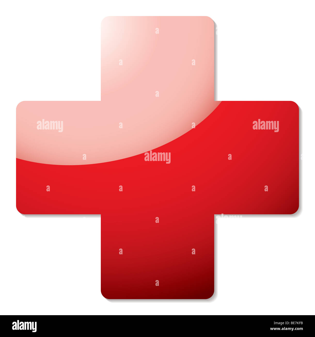 red cross icon with drop shadow and light reflection Stock Photo - Alamy