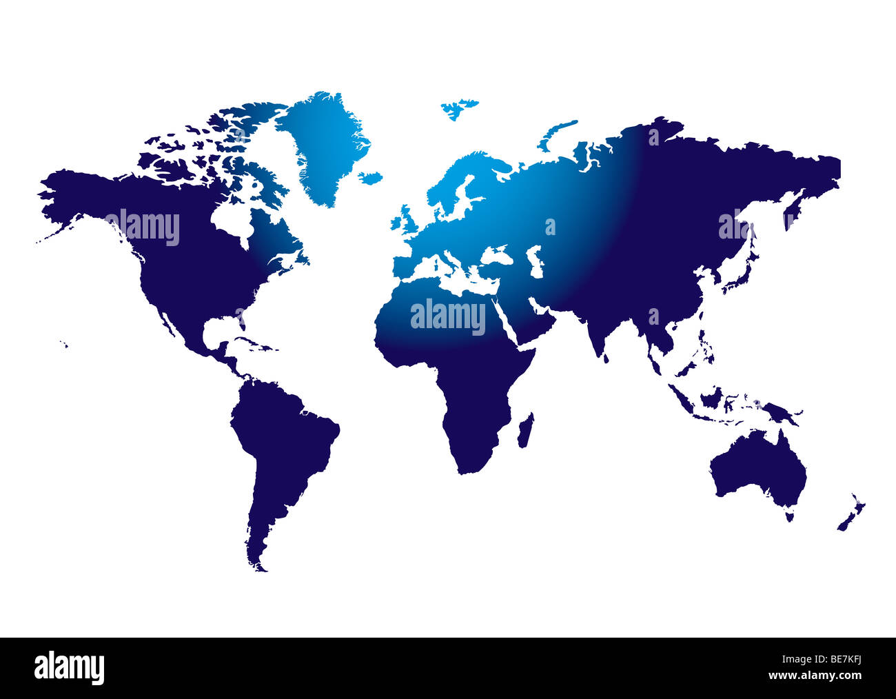outline of the world mass in blue with light shining on the top section ...