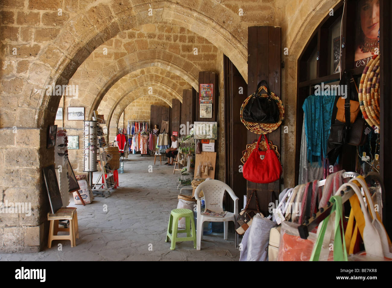 Small market at the Buyuk Han in the northern Turkish Cypriotic part of ...