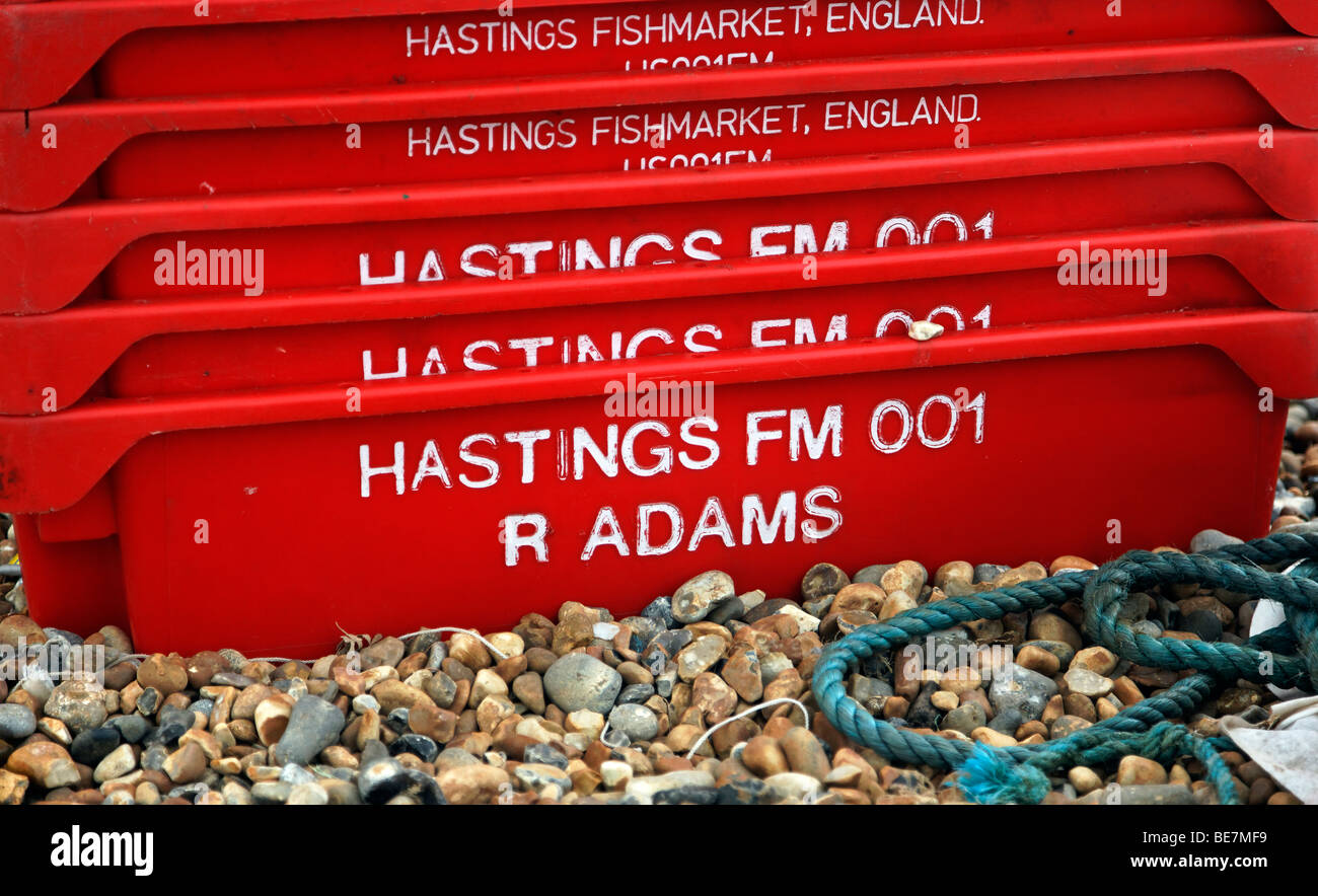 Red fishing crates hi-res stock photography and images - Alamy