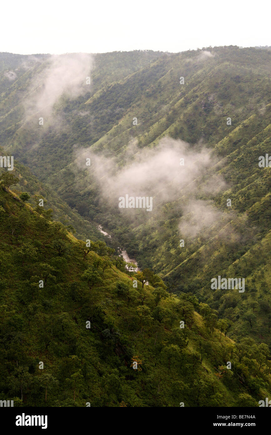 Whisps of cloud hang in the Moyur Gorge, which demarcates the border of ...