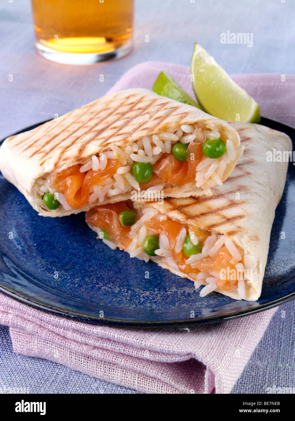 Salmon wrap on a plate Stock Photo - Alamy