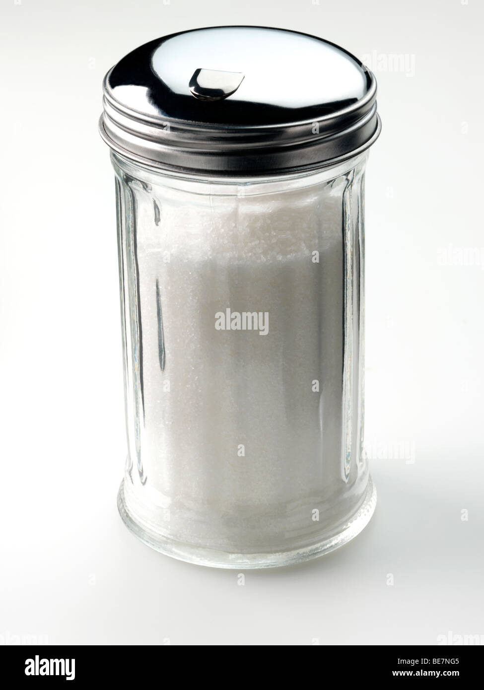 Glass sugar shaker traditional design on a white background Stock Photo ...