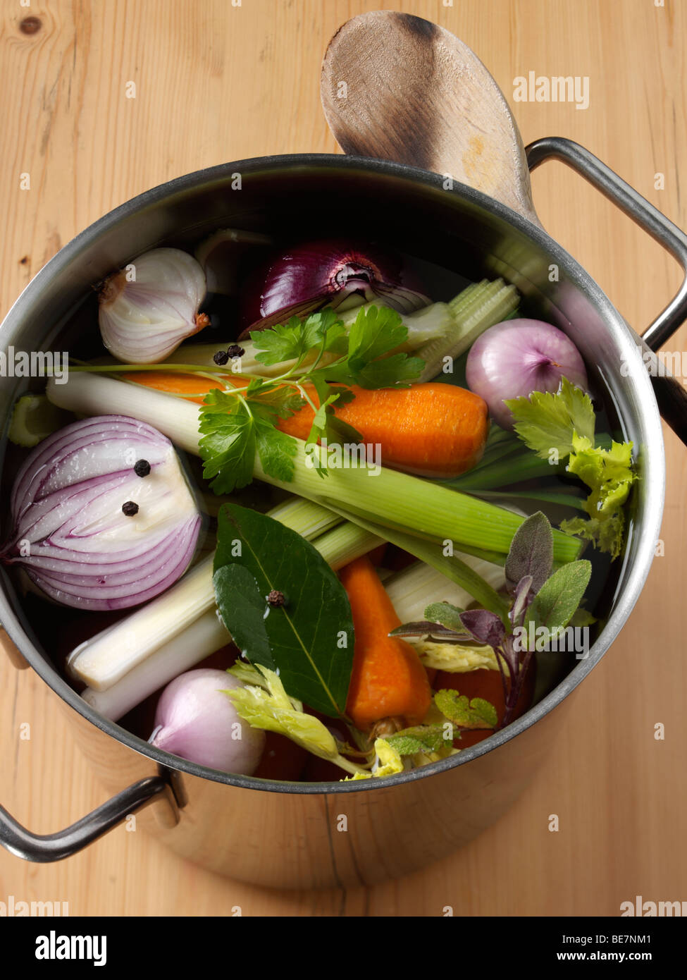 Making vegetable stock in a large saucepan slow cooking Stock Photo - Alamy