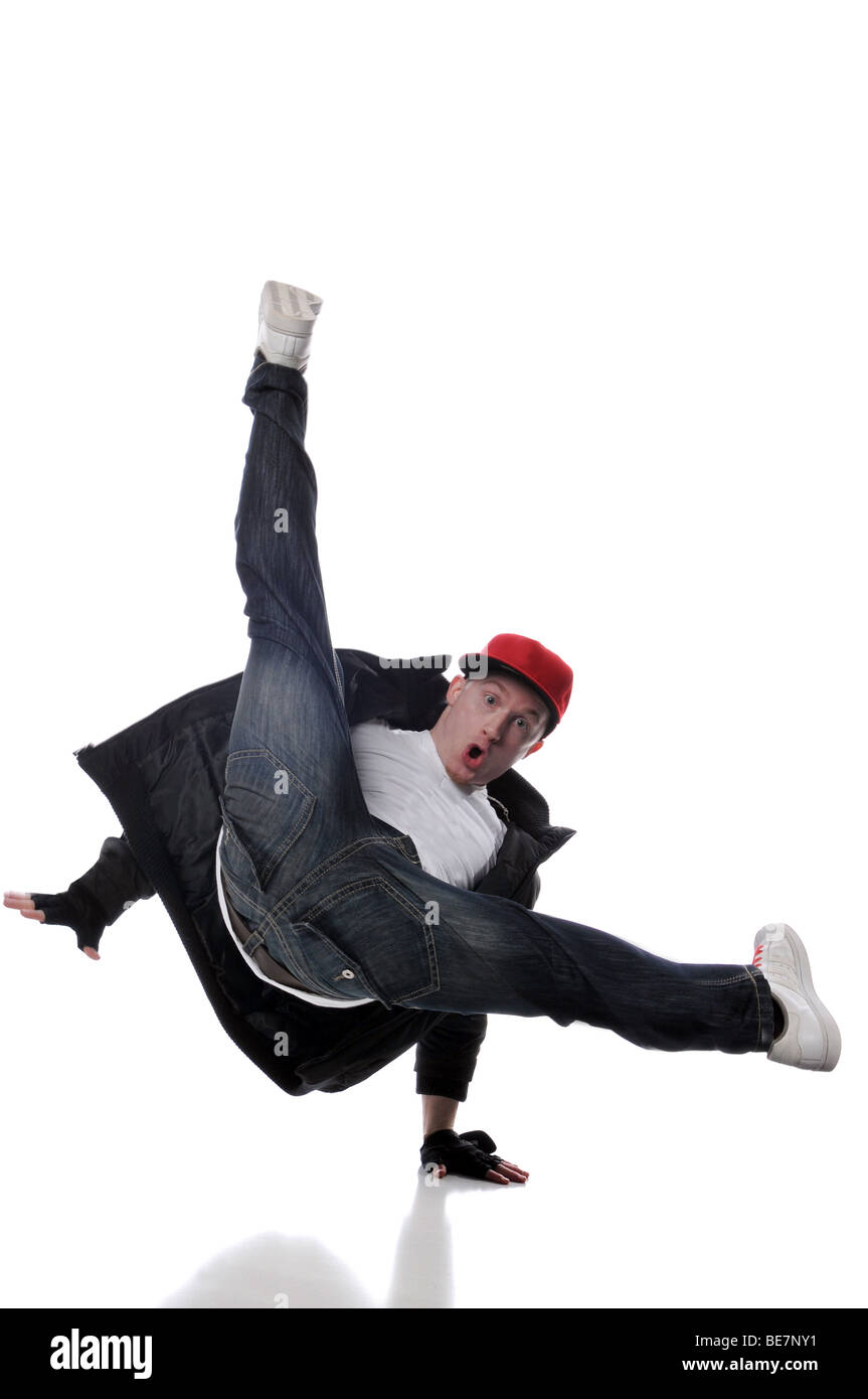 hip-hop style dancer performing against a white background Stock Photo ...