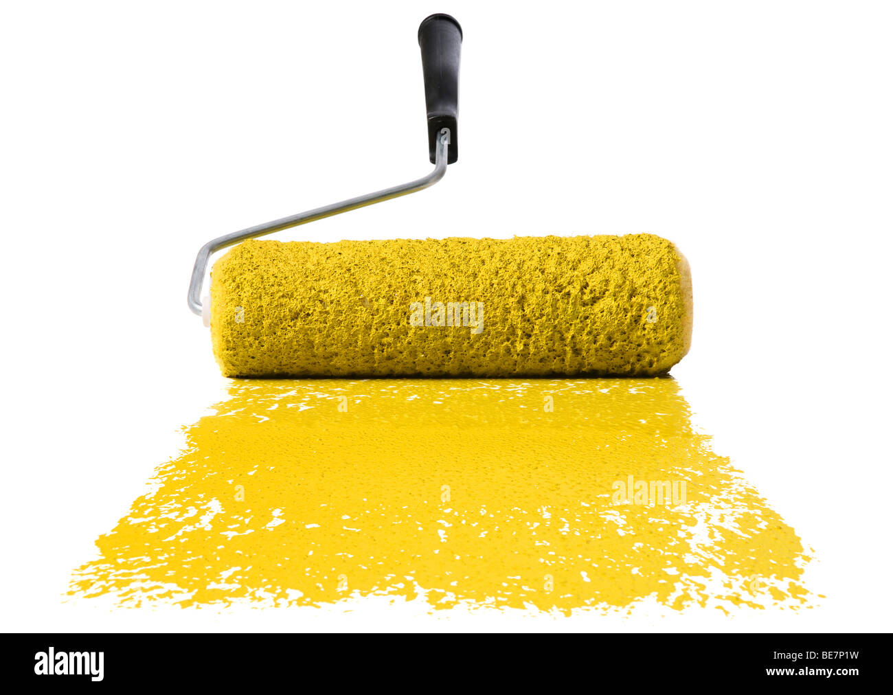 Yellow background paint roller hi-res stock photography and images - Alamy