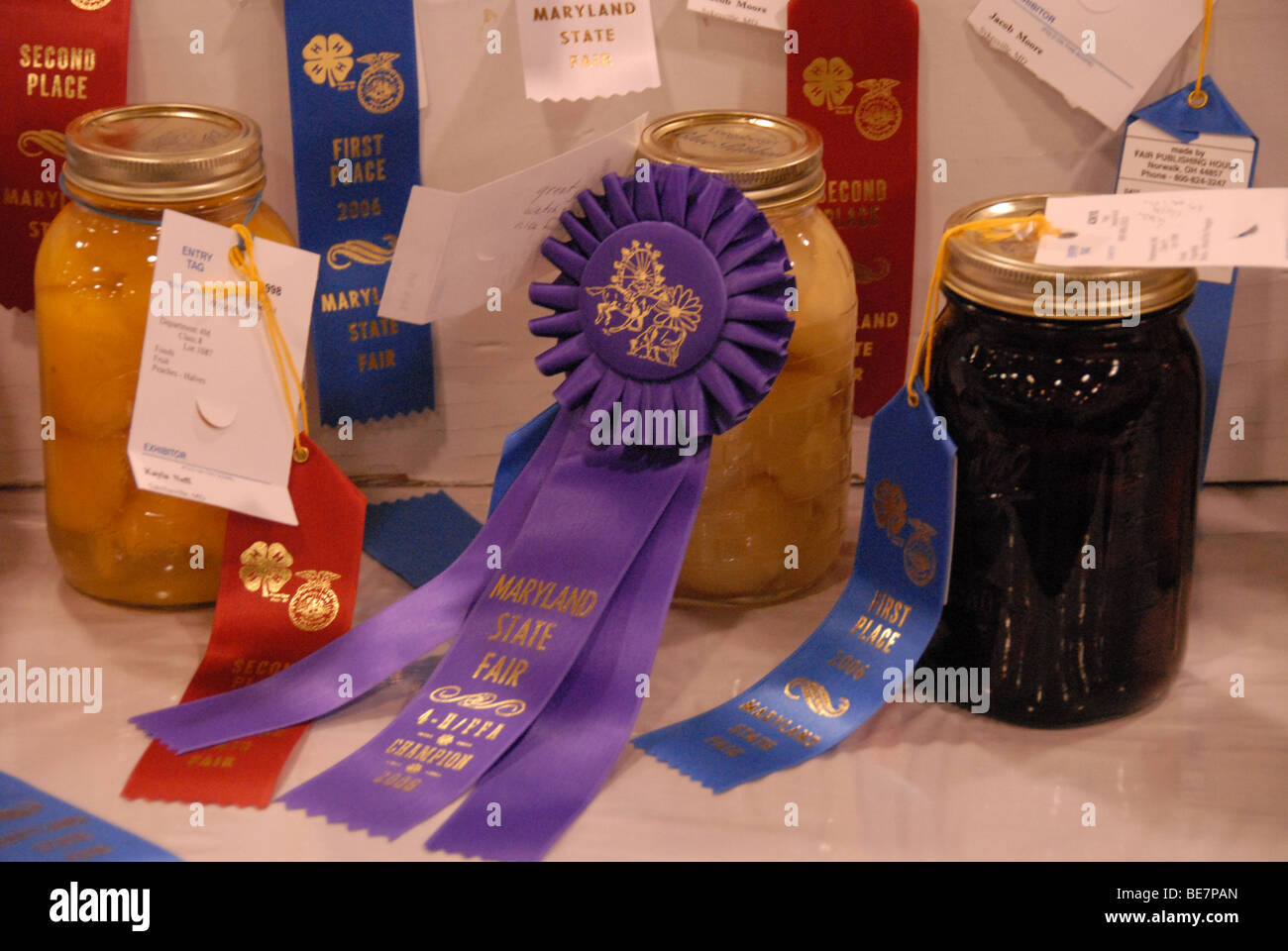Jars and Prize ribbons Stock Photo - Alamy