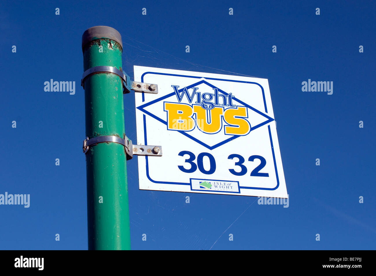 Gurnard, Wight Bus Sign Council Run Bus Route, Isle of Wight, England ...