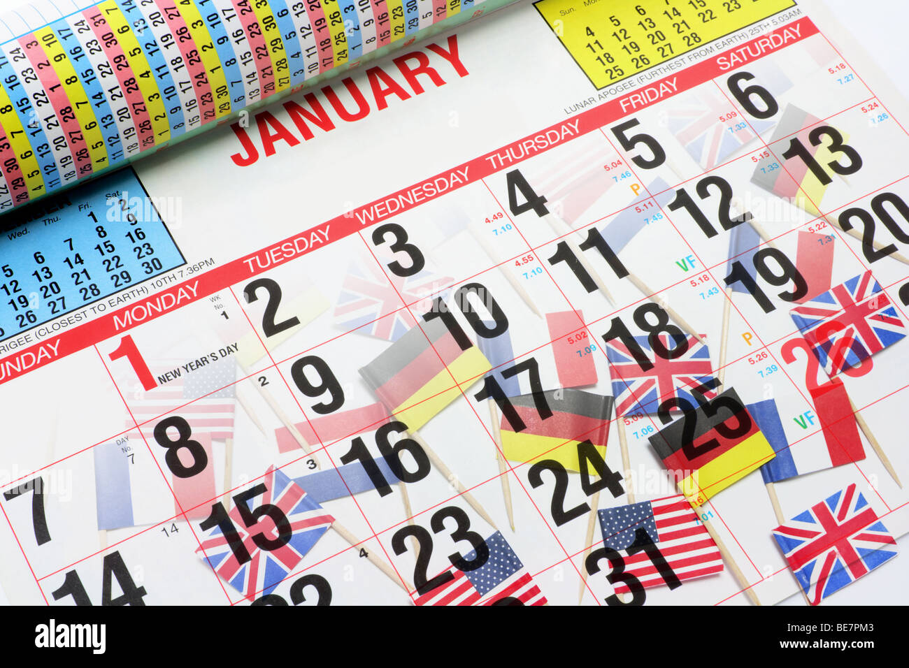 Calendar and World Flags Stock Photo - Alamy