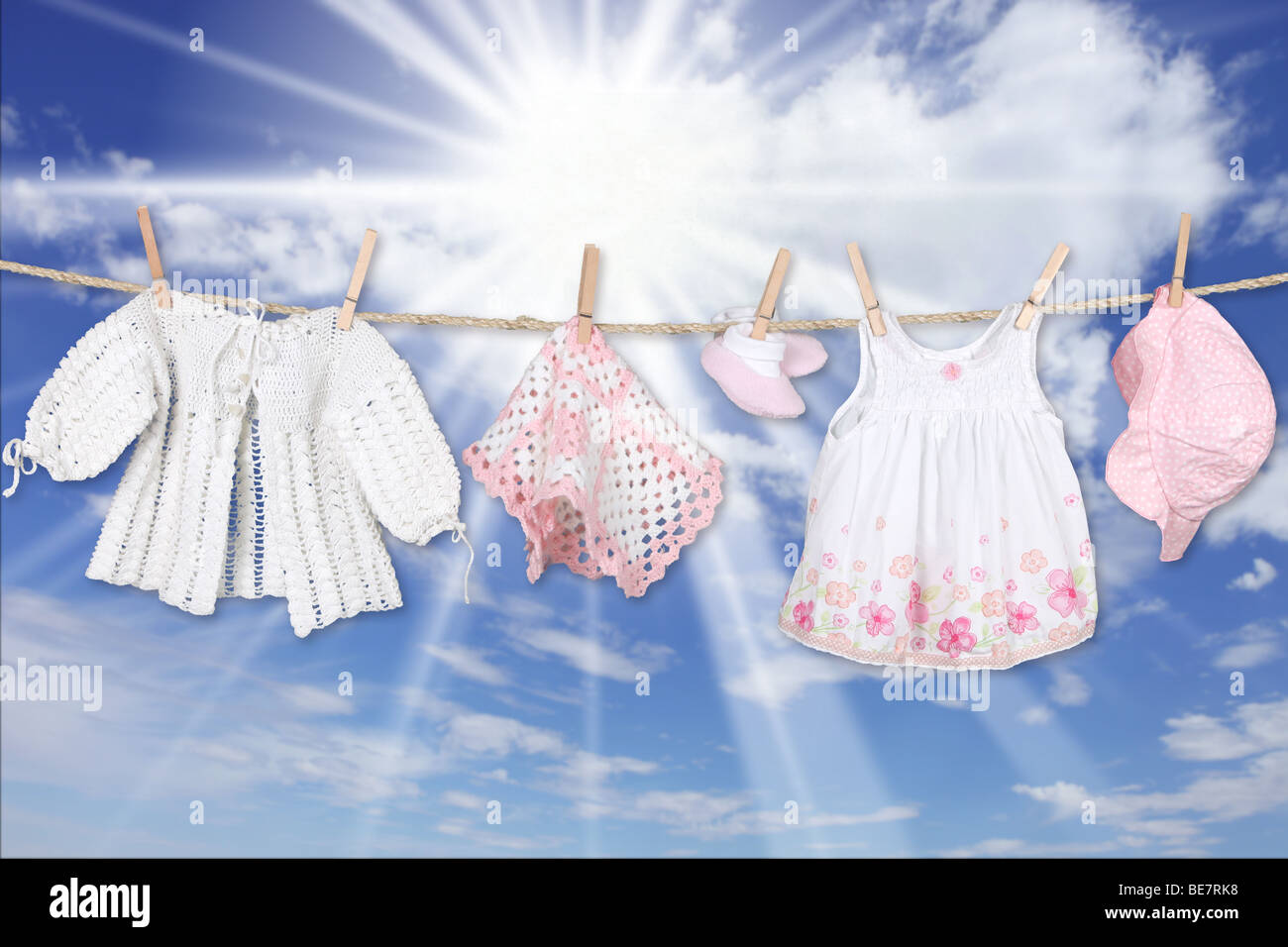 Adorable Baby Girl Clothes Hanging Outdoors Stock Photo - Alamy