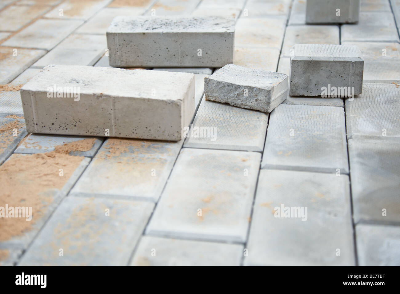 Under construction platform for a bungalow from a grey brick Stock ...