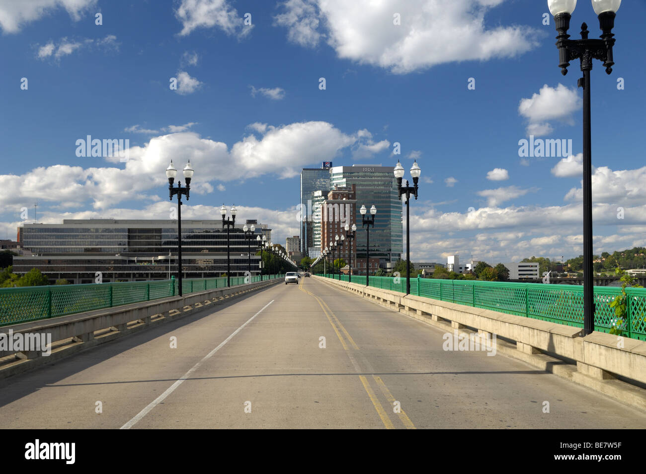 The Gay Street Bridge with the city of Knoxville, Tennessee, USA in the ...