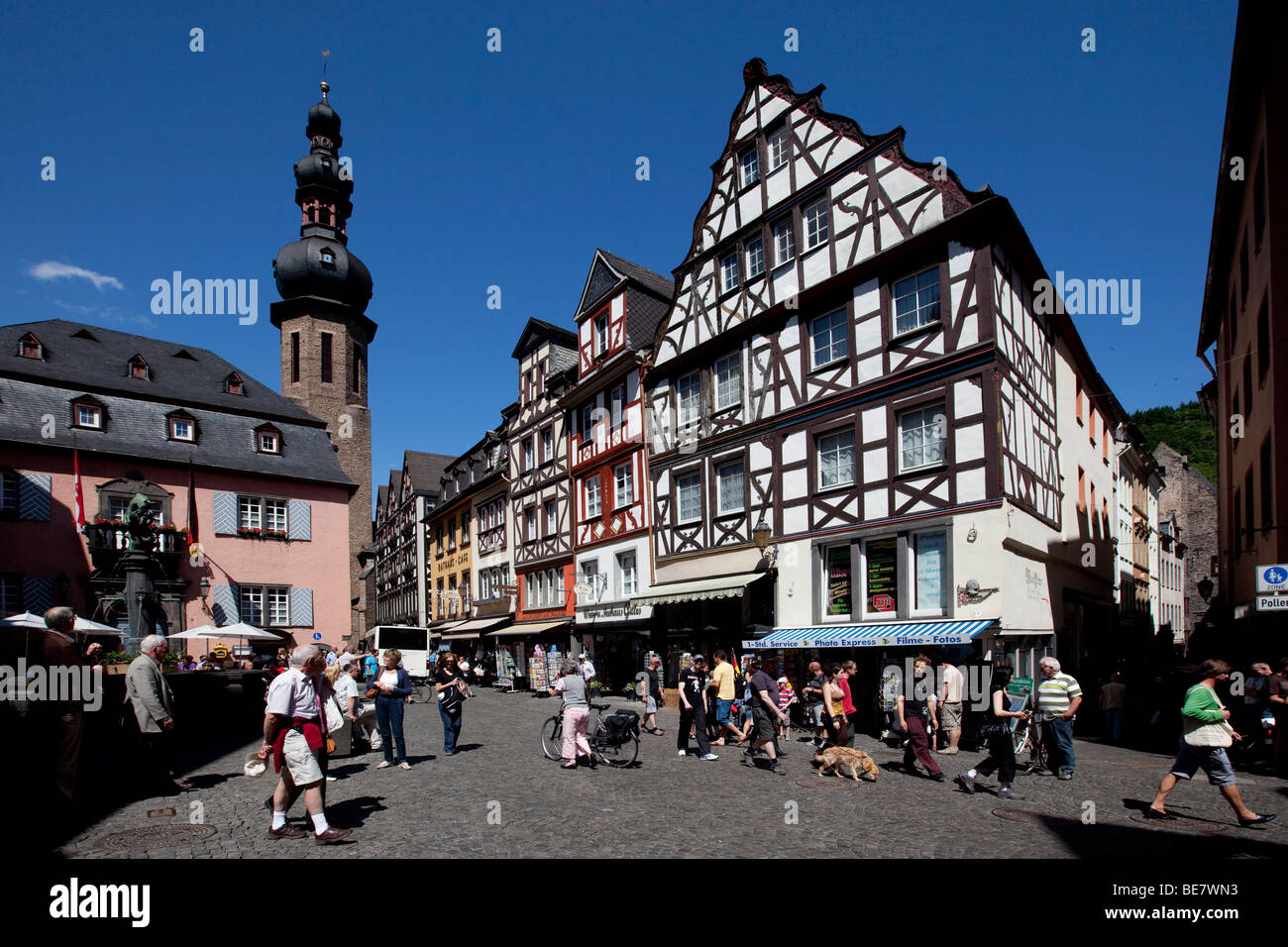 The marketplace of Cochem, district of Cochem-Zell, Moselle, Rhineland ...