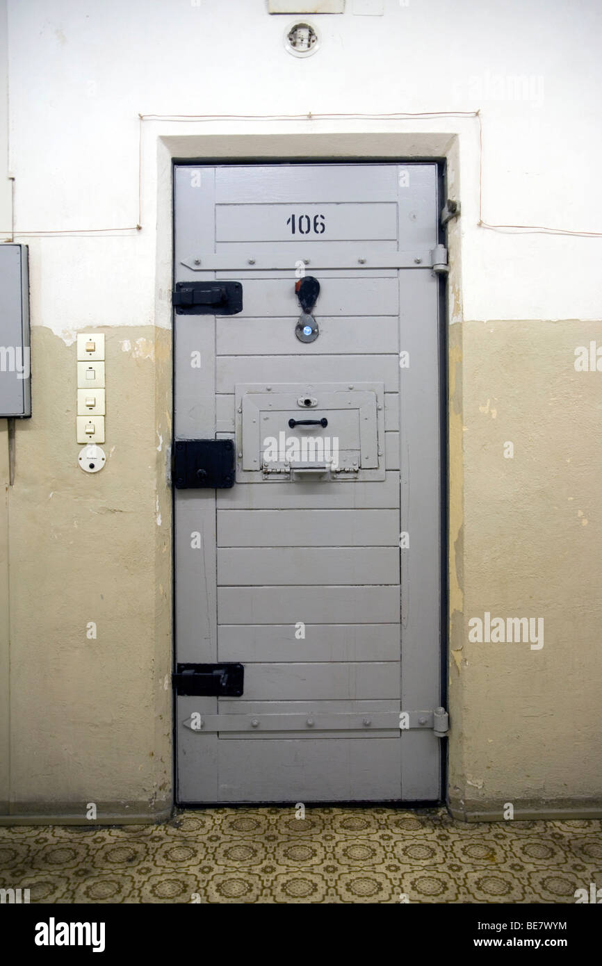 Locked cell door, new building, Berlin-Hohenschoenhausen memorial ...