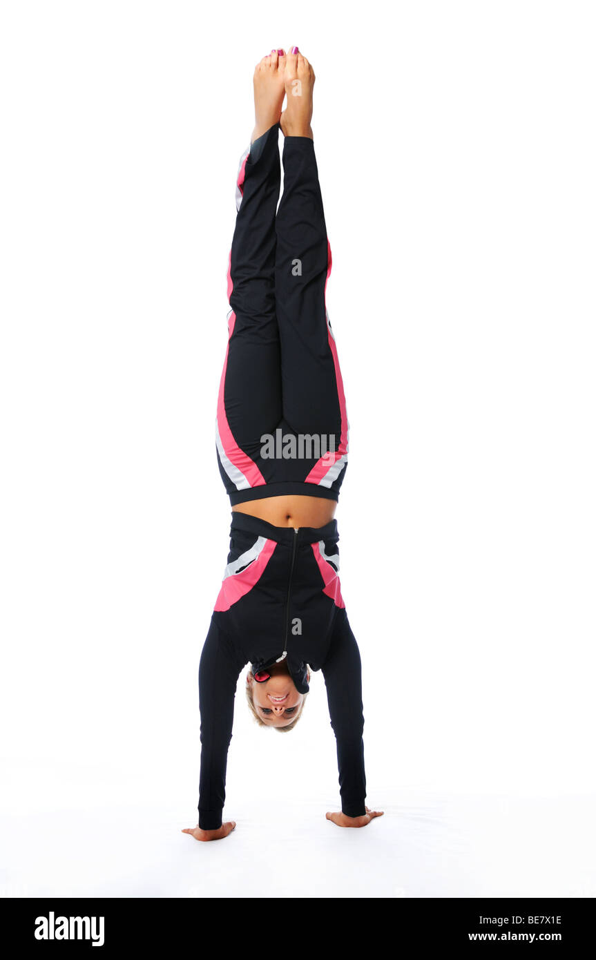 Young woman hand standing isolated over a white background Stock Photo ...