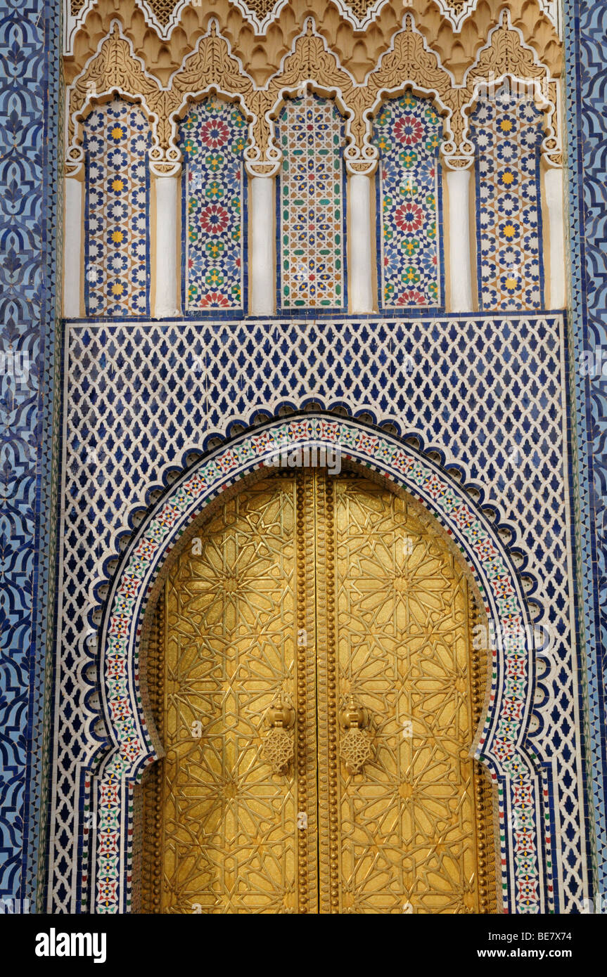 Morocco; Fes; Dar el Makhzen; Royal Palace Gates Detail Stock Photo - Alamy