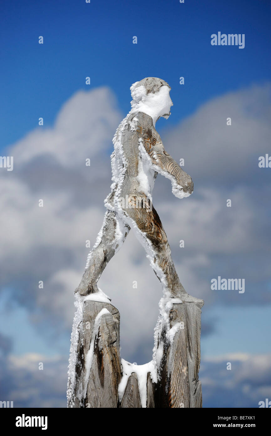 Wooden sculpture by the artist Mario Gasser on the Austrian part of ...