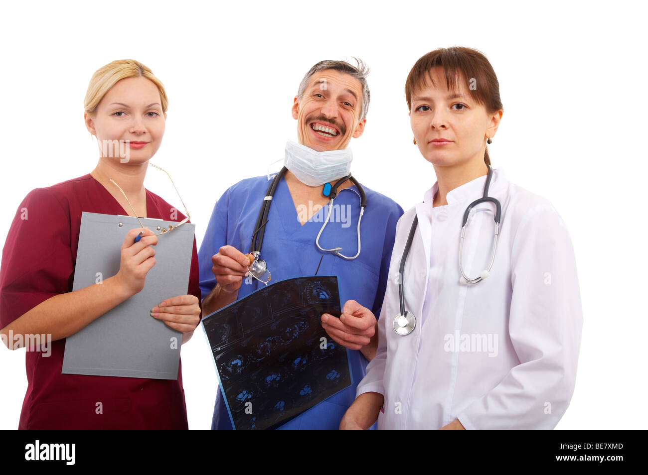 nurse, male and female doctor with tomogram Stock Photo - Alamy