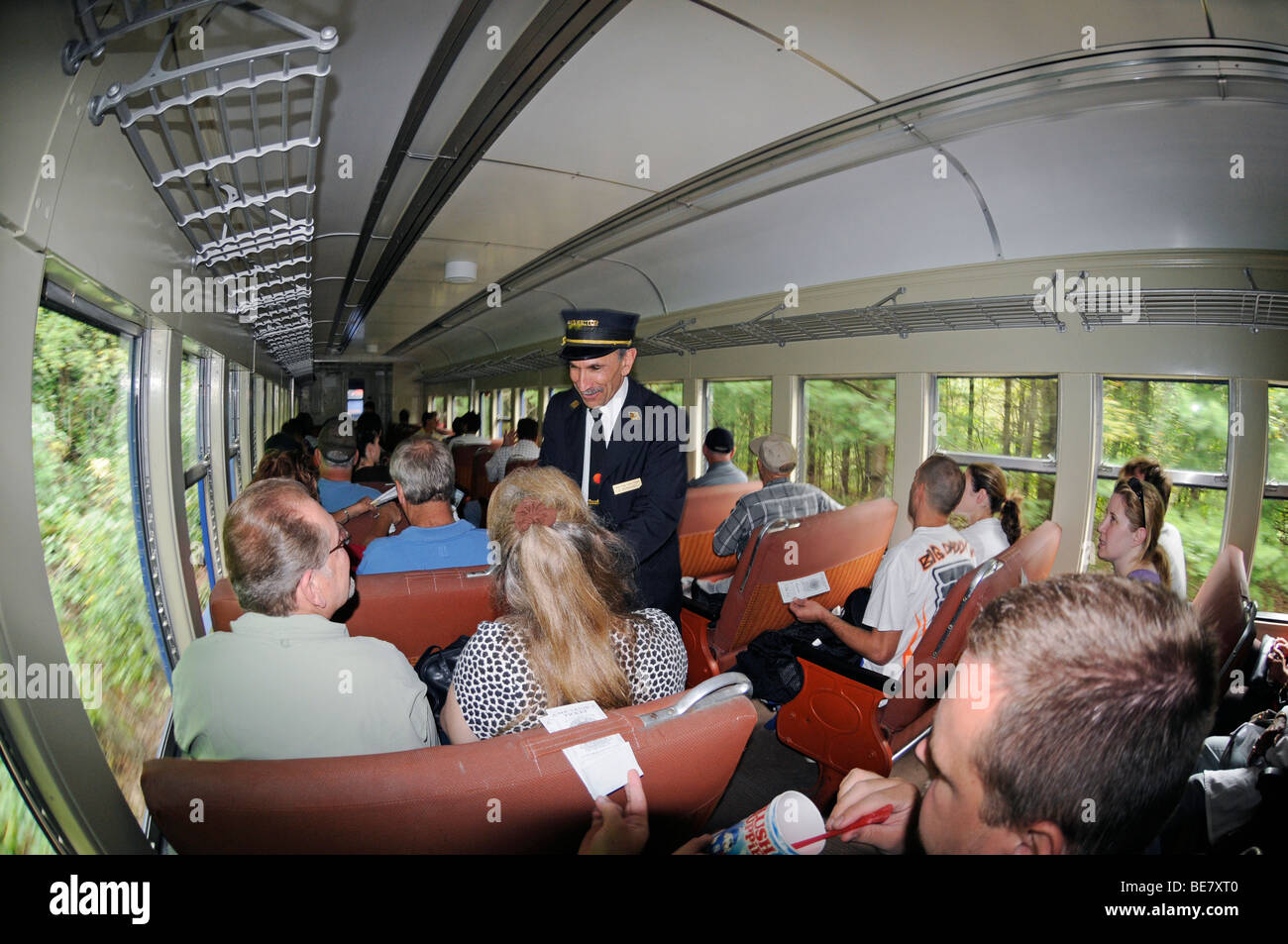 Conductor checking tickets, Lehigh Gorge Scenic Railway, Jim Thorpe ...