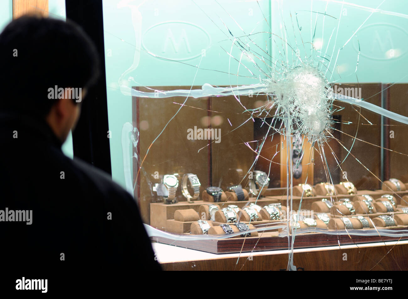 smashed window jewellers carillon arcade perth western australia Stock ...