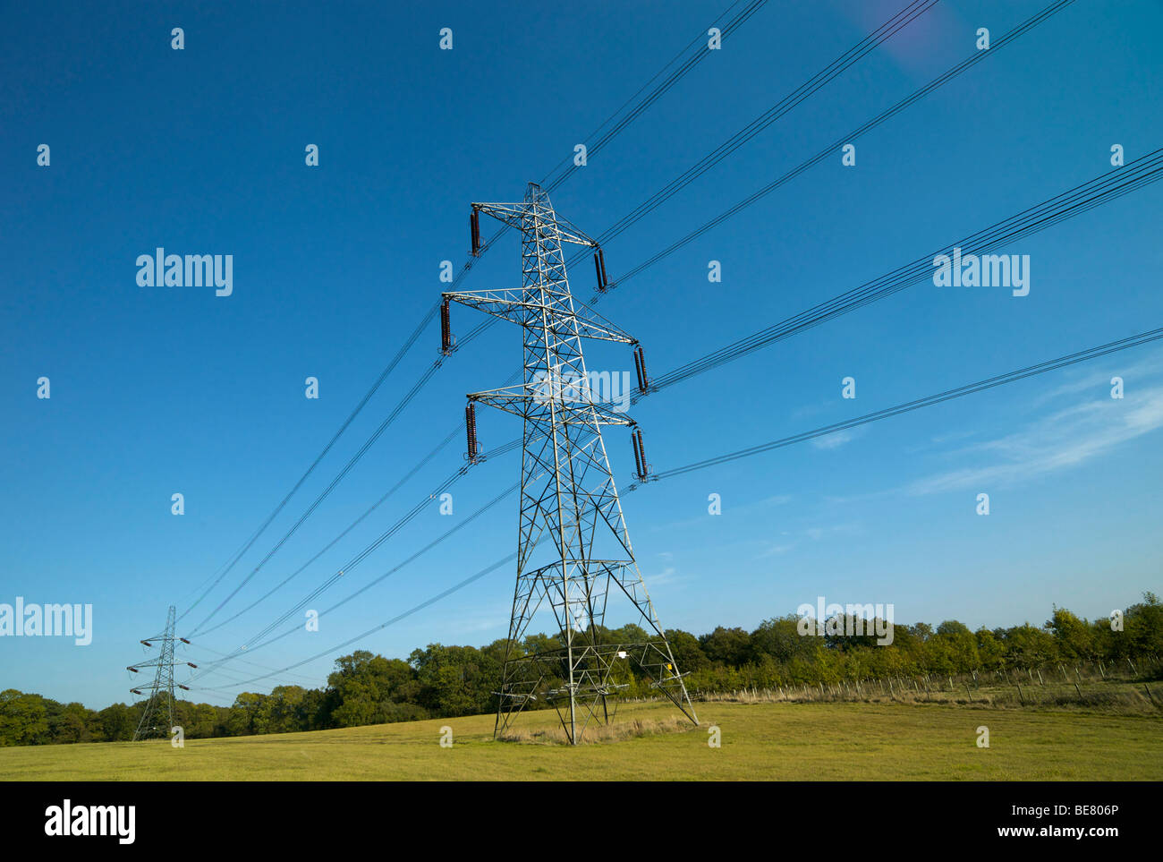 Electricity Pylons in the English countryside Stock Photo - Alamy