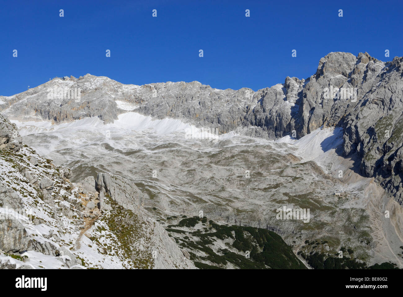Zugspitze above Zugspitzplatt, Wetterstein range, Upper Bavaria ...