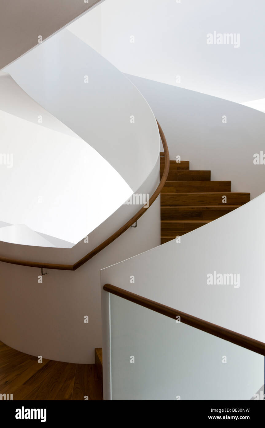 View at a deserted staircase at the lobby of Hotel Riva, Constance ...