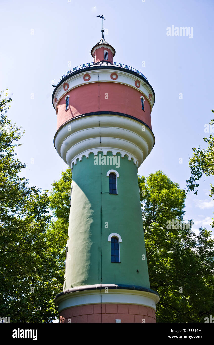Colourful water tower, Oberhaching, Upper Bavaria, Bavaria, Germany ...