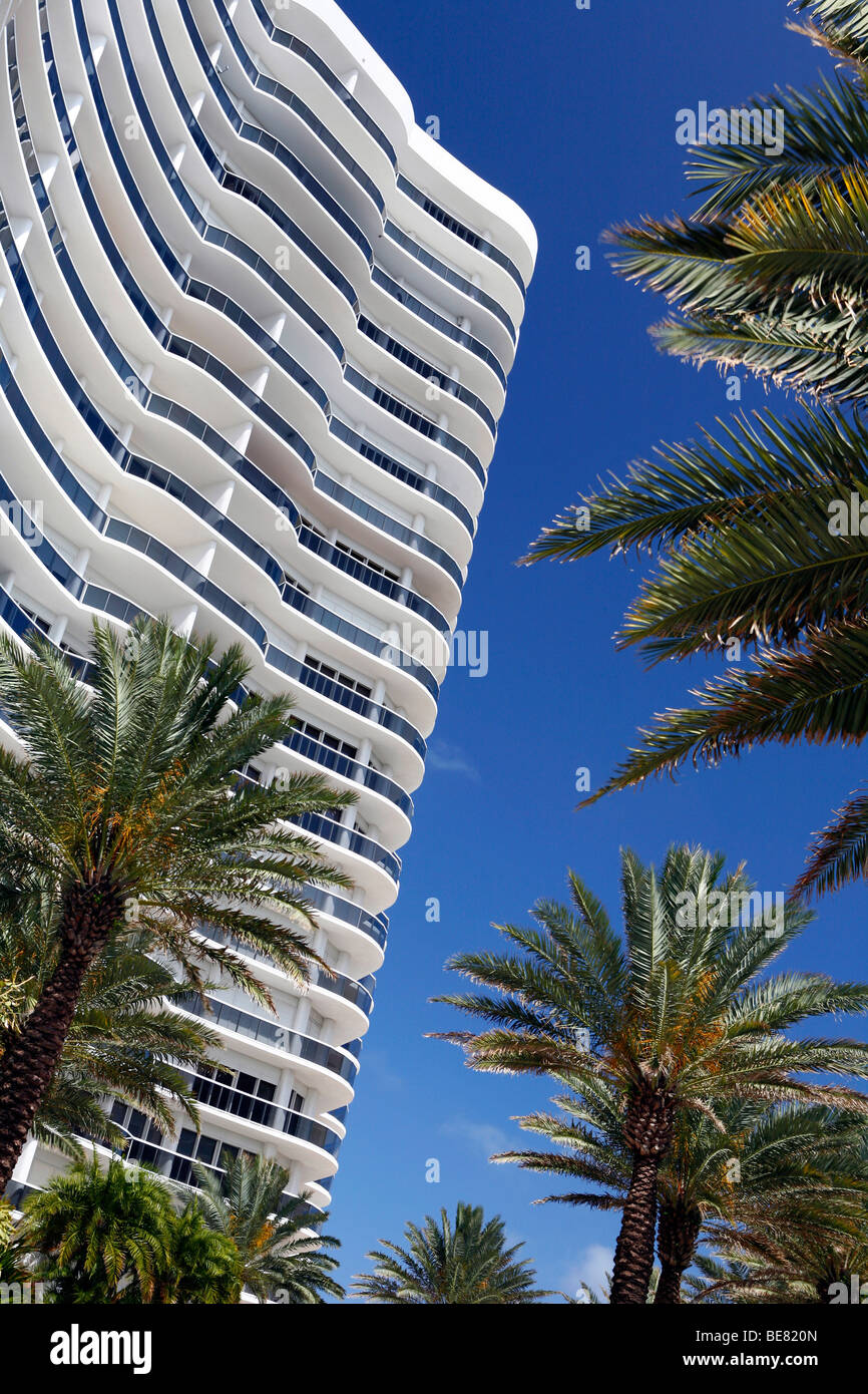 Apartment building under blue sky, Majestic Towers, Surfside, Miami ...