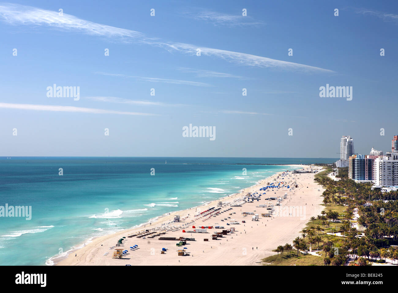 View at the beach in the sunlight, South Beach, Miami Beach, Florida ...