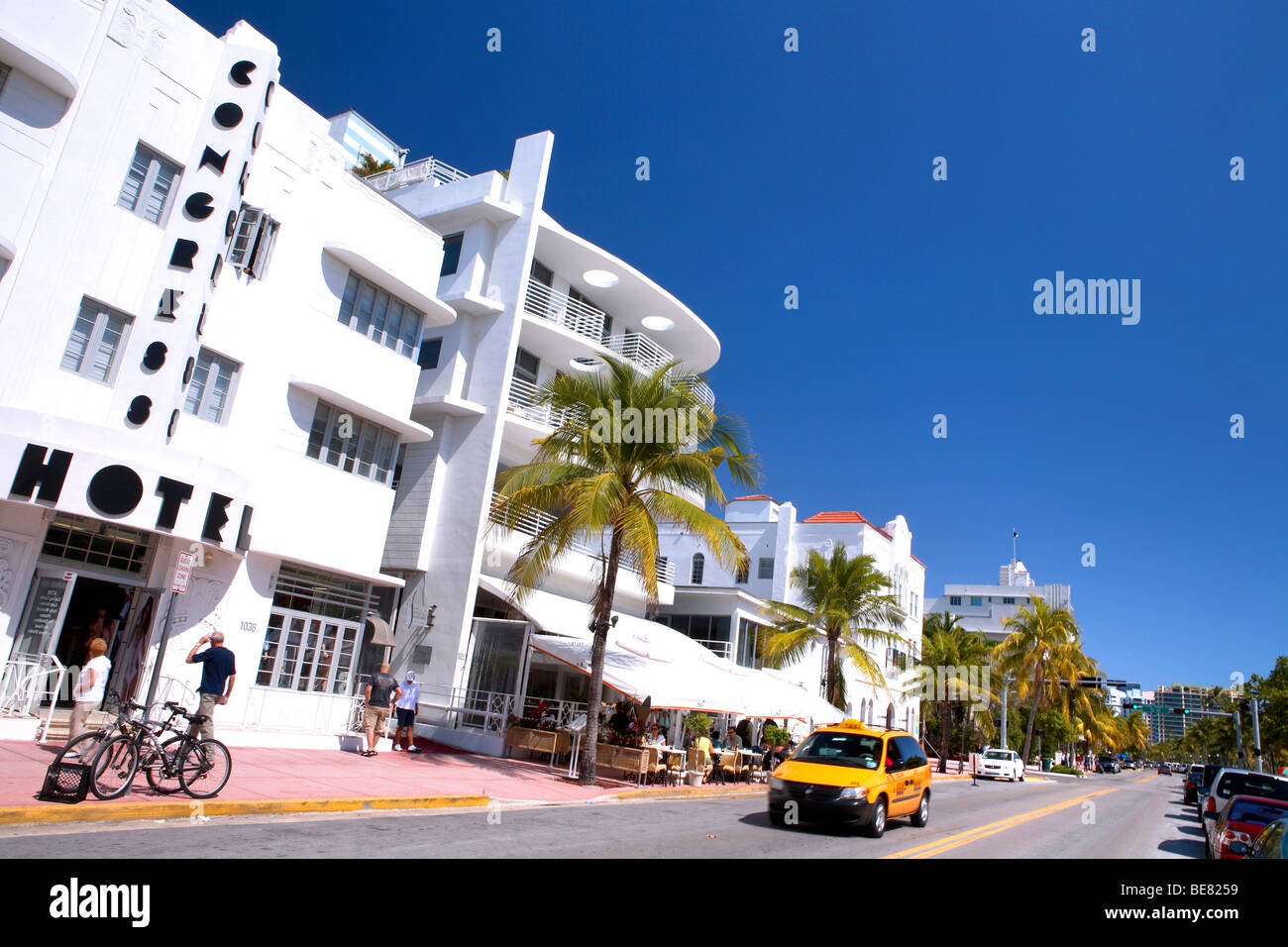 Hotels on Ocean Drive in the sunlight, South Beach, Miami Beach ...