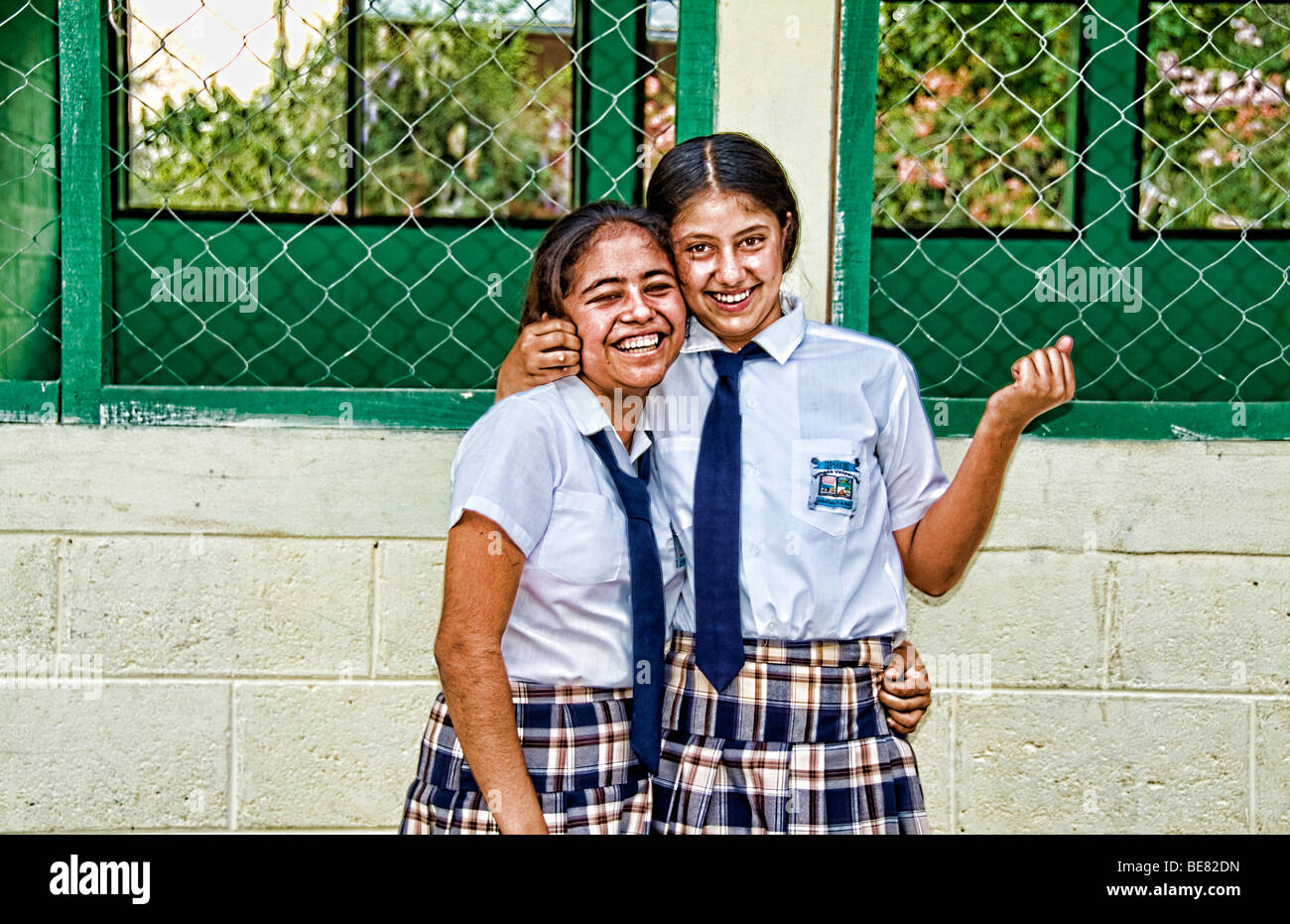 Local school with students near town of Antigua Guatemala in Central ...
