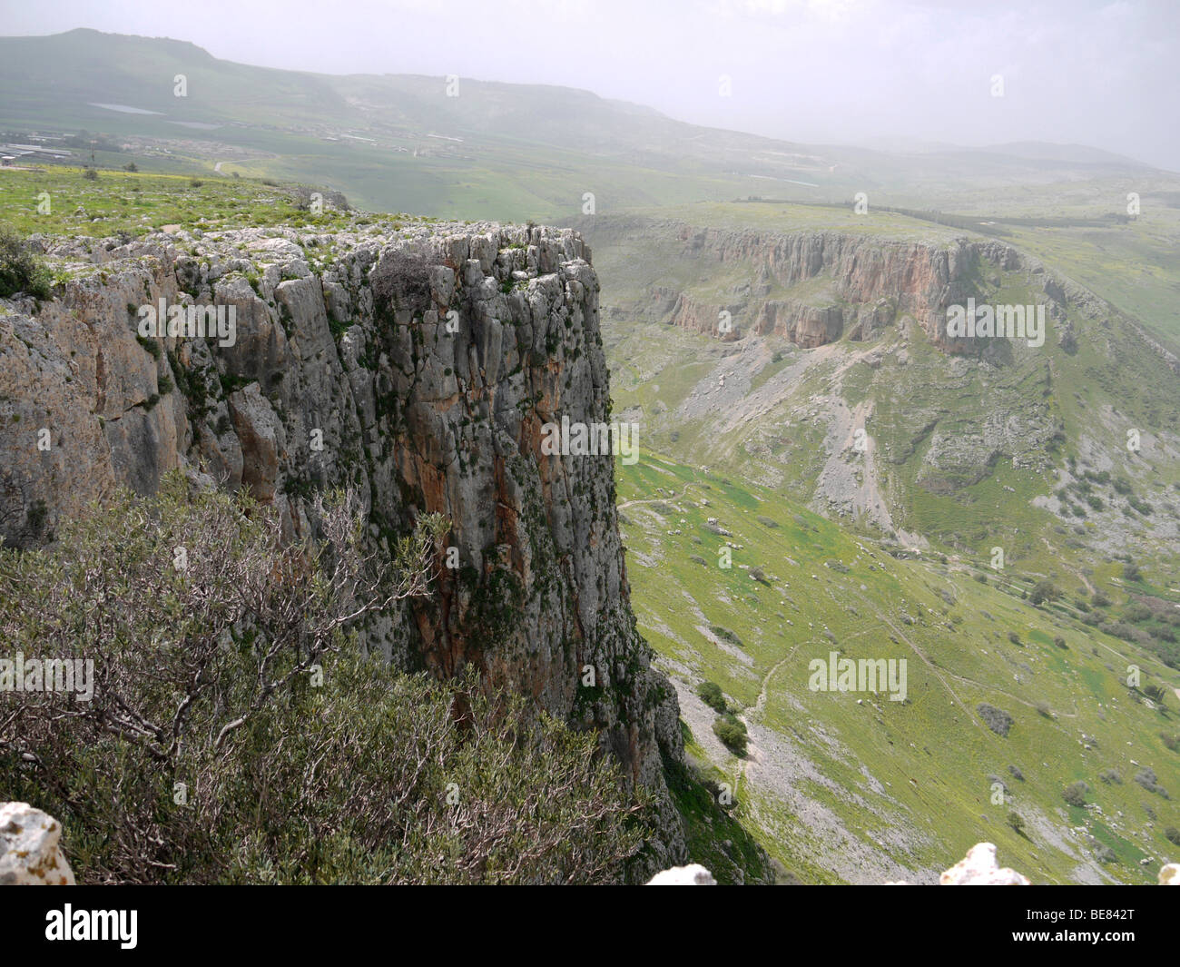 Israel, Lower Galilee, Arbel mountain, overlooks the sea of Galilee ...