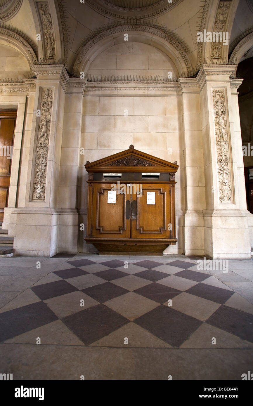 Old Wooden Mail or post box at the entrance to the Courtyard of the ...