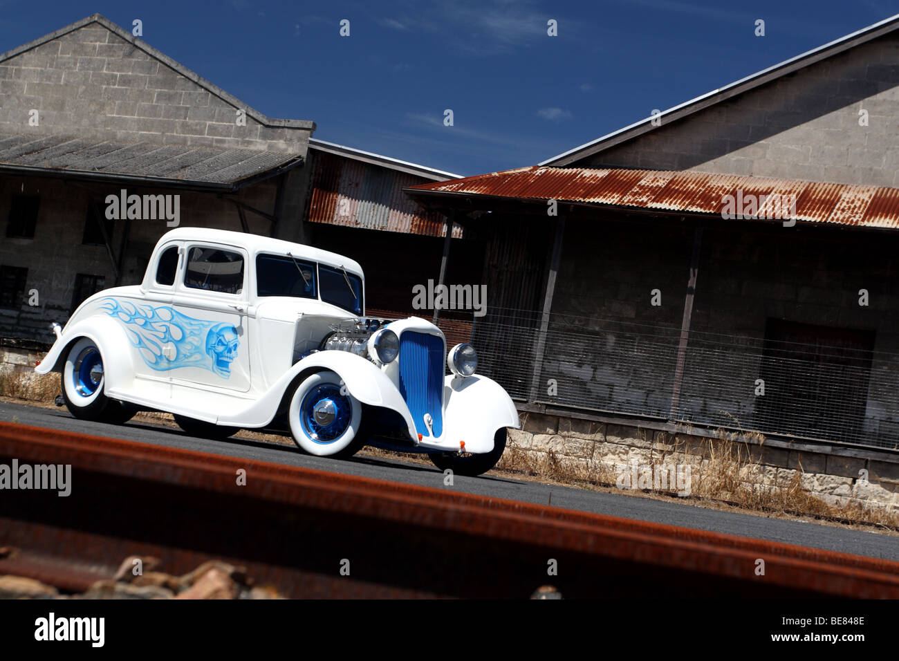 1930s Chrysler Hot Rod at an abandoned railway Stock Photo - Alamy