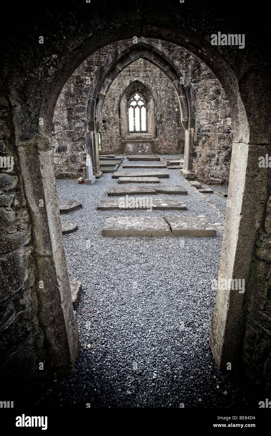 The monastery of kilmacduagh located in the burren region of Galway in ...