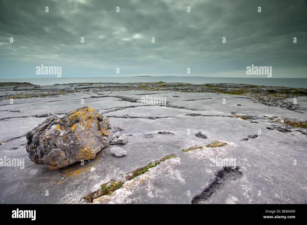 The limestone scenery of the burren area of Ireland on the coast of ...