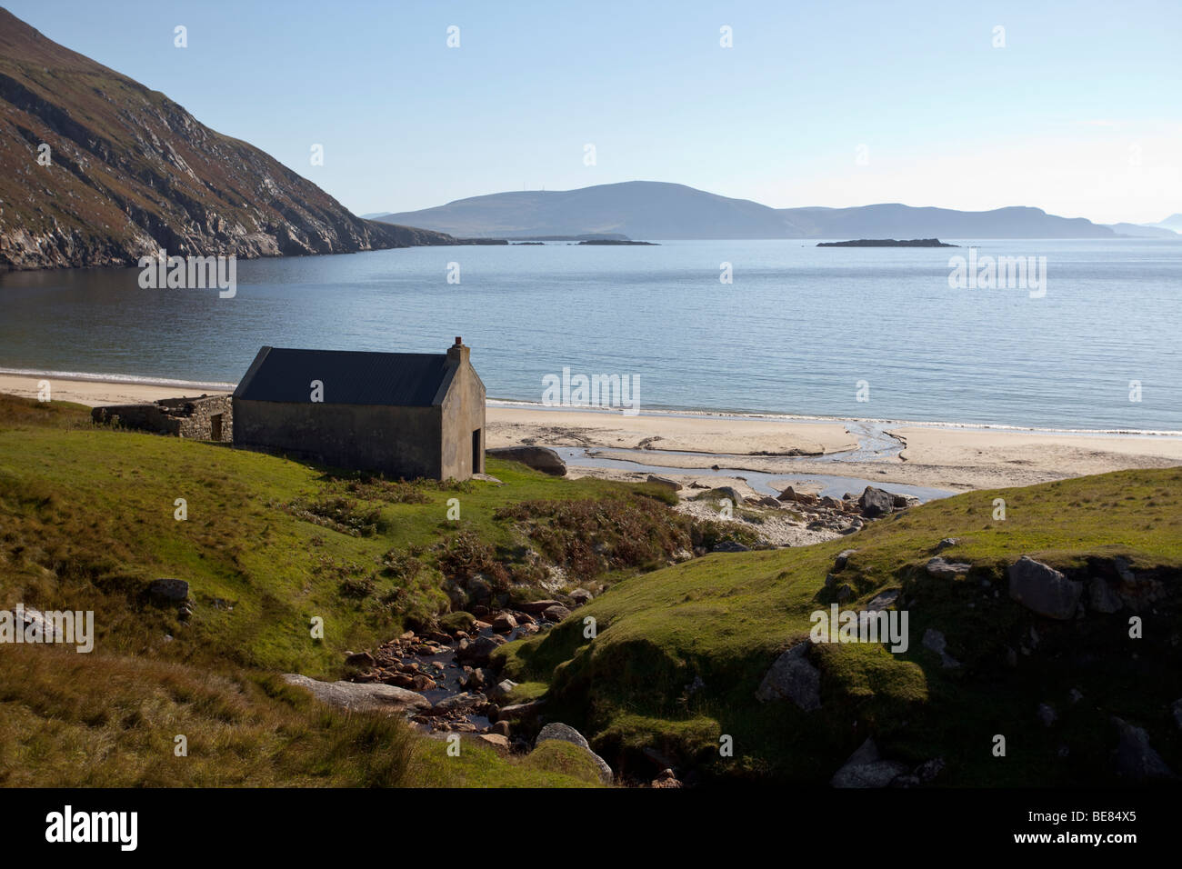The beach of Keem strand on Achill island in County Mayo in Ireland ...