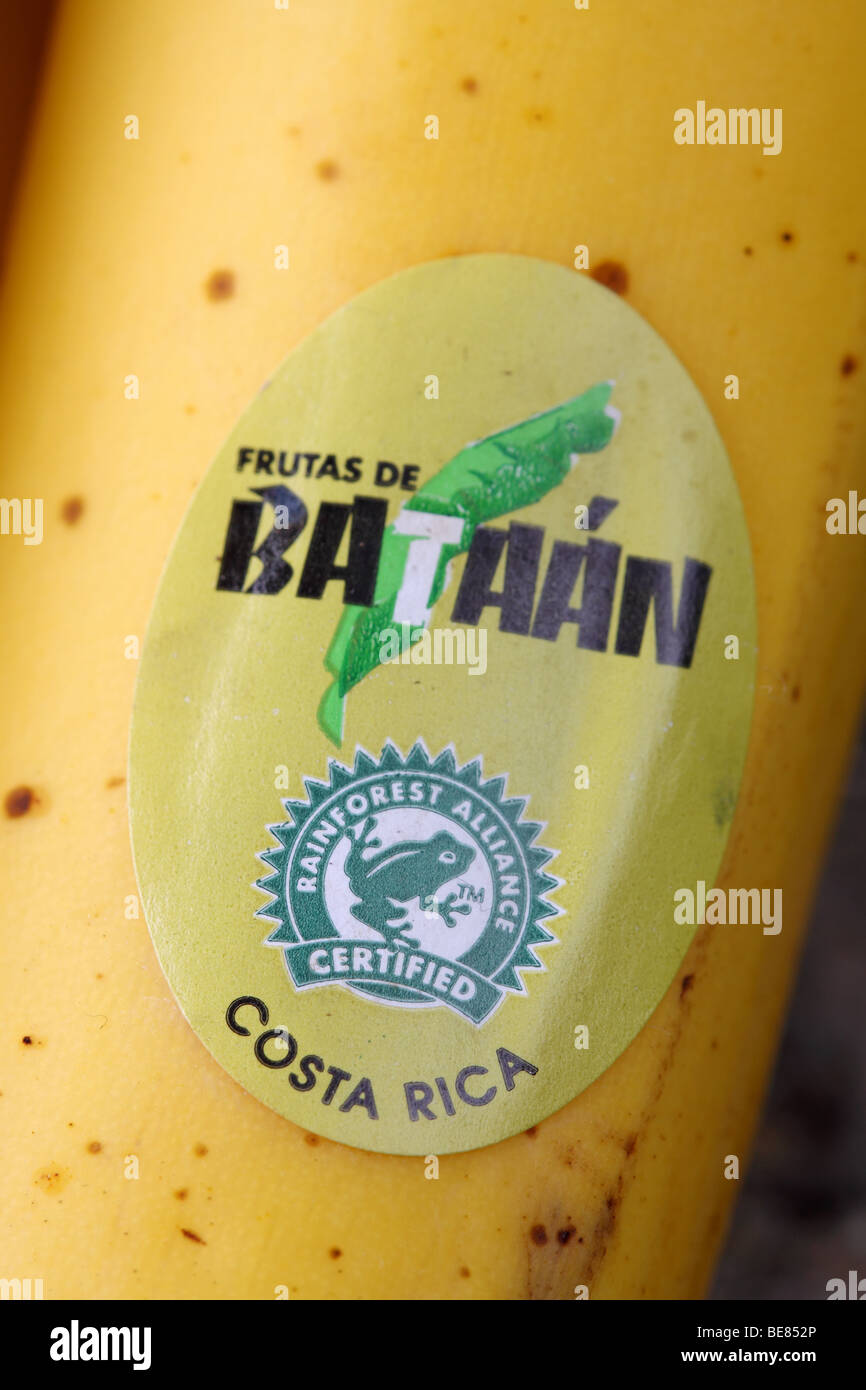 Banana imported from Costa Rica with Rainforest Alliance Certified food ...