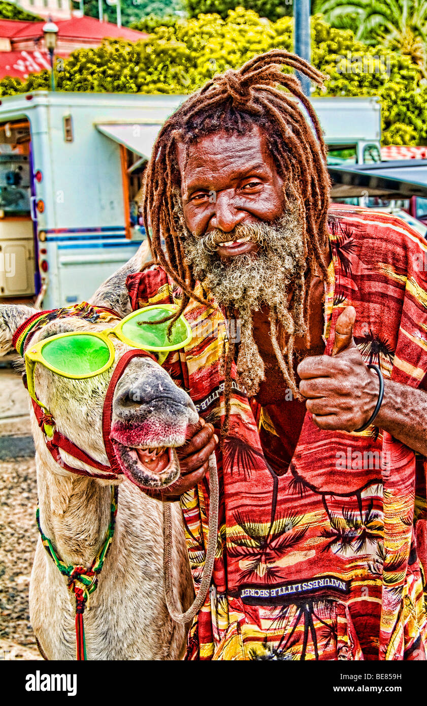 Rasta man in dress in St Thomas in US Virgin Islands Stock Photo - Alamy