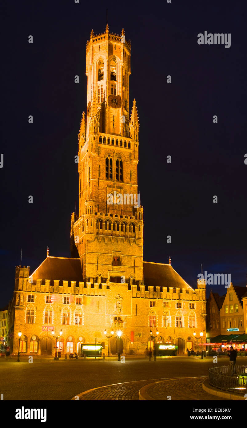 Belfort or belltower, which dominates Bruges' main square, The Markt ...