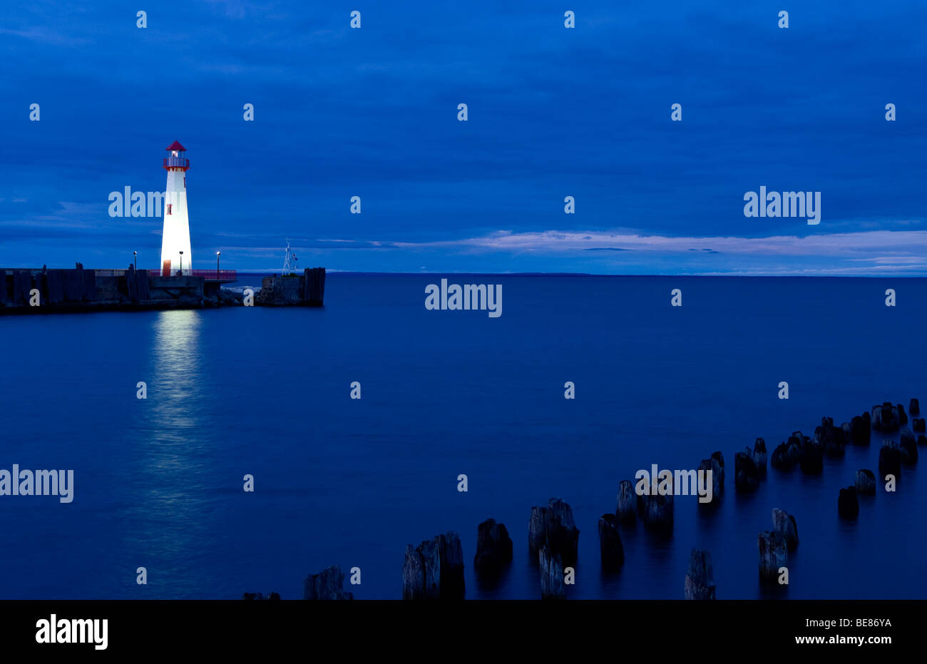 Beautiful night image of sunset blue of the Northern Michigan ...