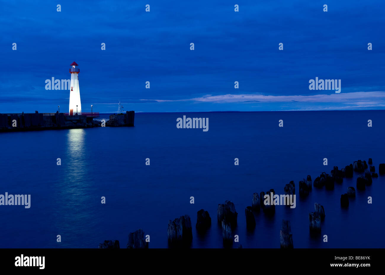 Beautiful night image of sunset blue of the Northern Michigan ...