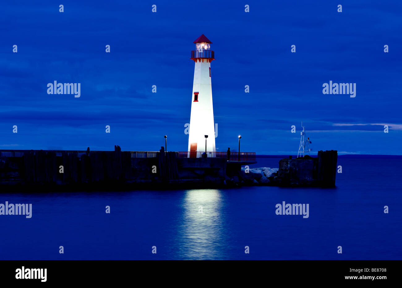 Beautiful night image of sunset blue of the Northern Michigan ...