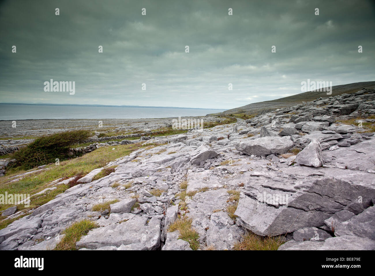 The limestone scenery of the burren area of Ireland on the coast of ...