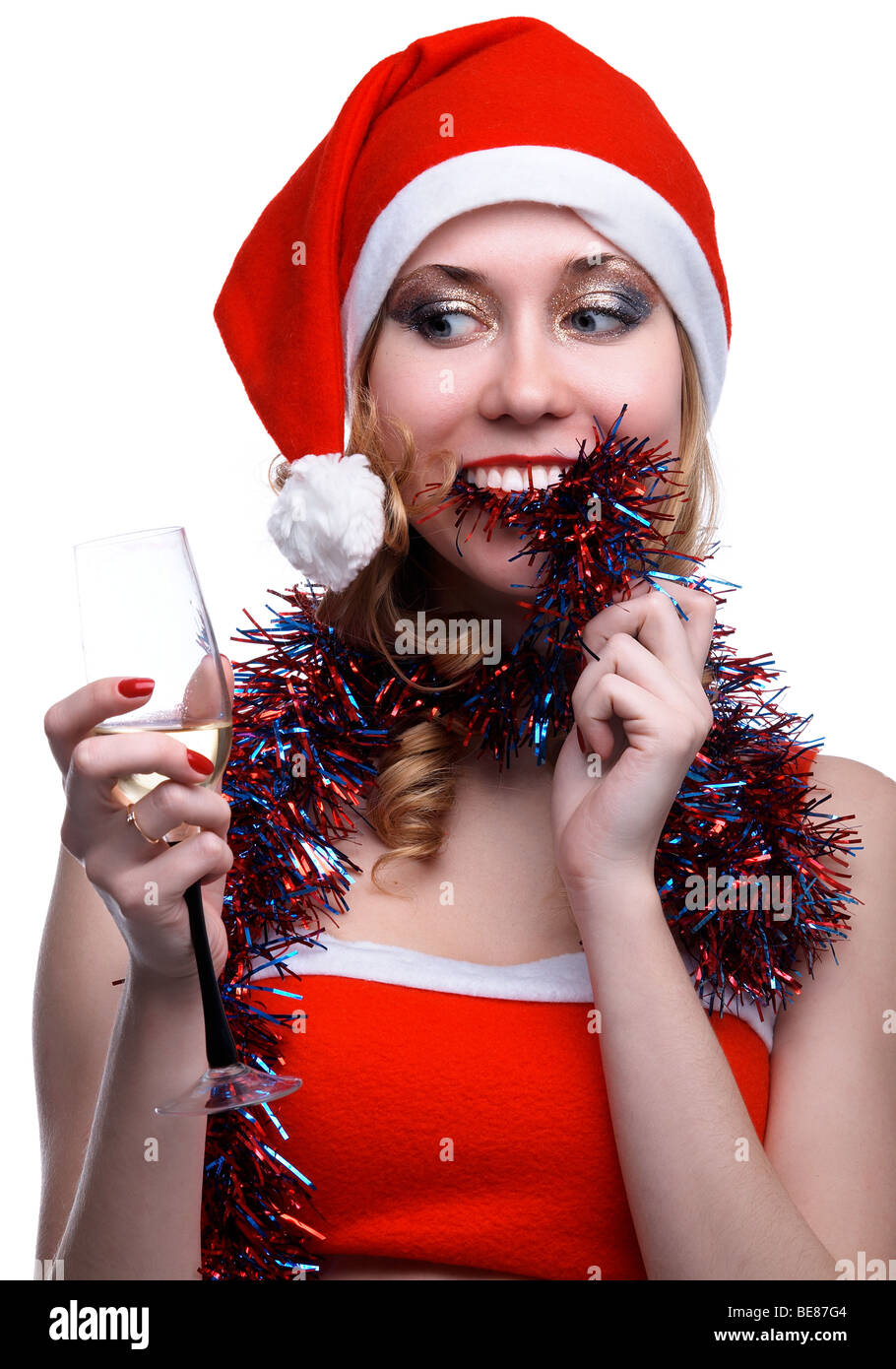 Portrait of girl in fancy dress drinking wine Stock Photo - Alamy